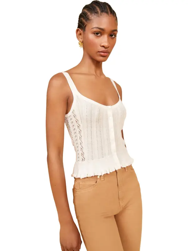 Ulla Johnson Callie Pointelle Top - Alabaster
