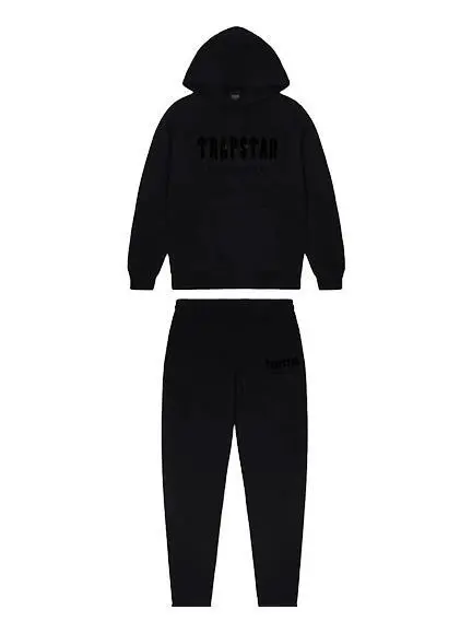 Trapstar Chenille Decoded Hooded Tracksuit - Blackout Edition