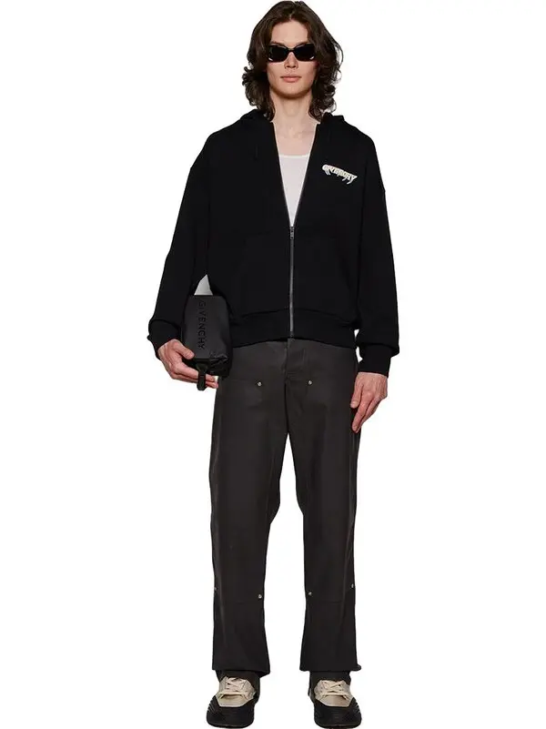 Givenchy Graphic Print Zip Up Hoodie - Black