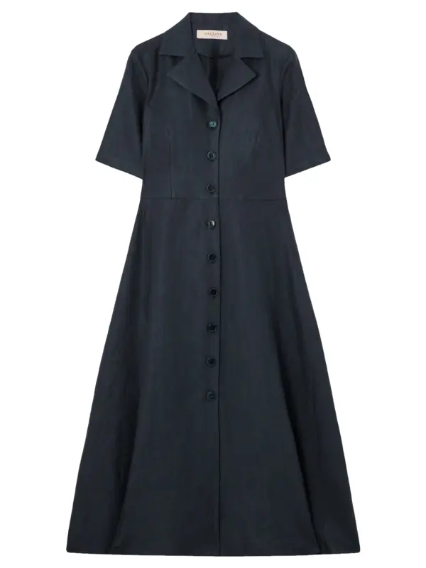 Giuliva Heritage Asymmetric Linen Shirt Dress - Blue