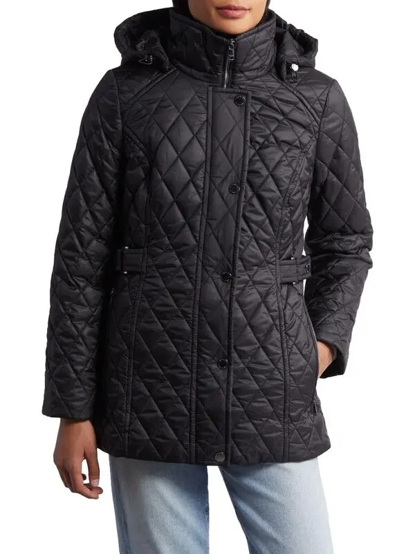 London Fog Quilted Water-resistant Jacket - Black