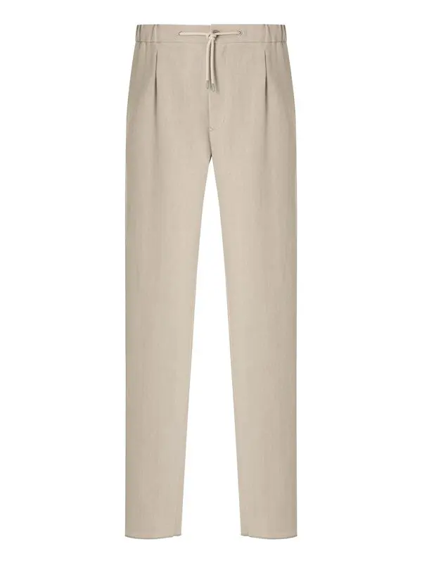 Giorgio Armani Single-pleat Linen-canvas Trousers - Beige