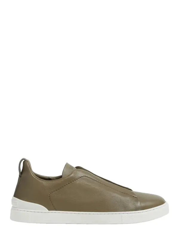 Zegna Triple Stitch Leather Sneakers - Green