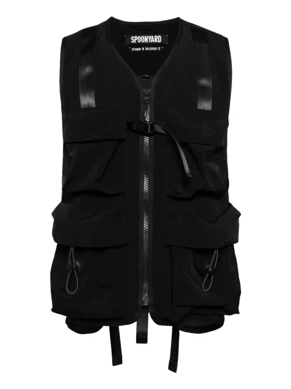 SPOONYARD Logo-appliquéd Ripstop Waistcoat - Black