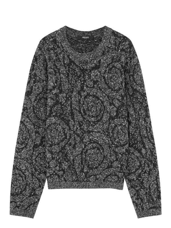 Versace Barocco Cable-knit Sweater - Black