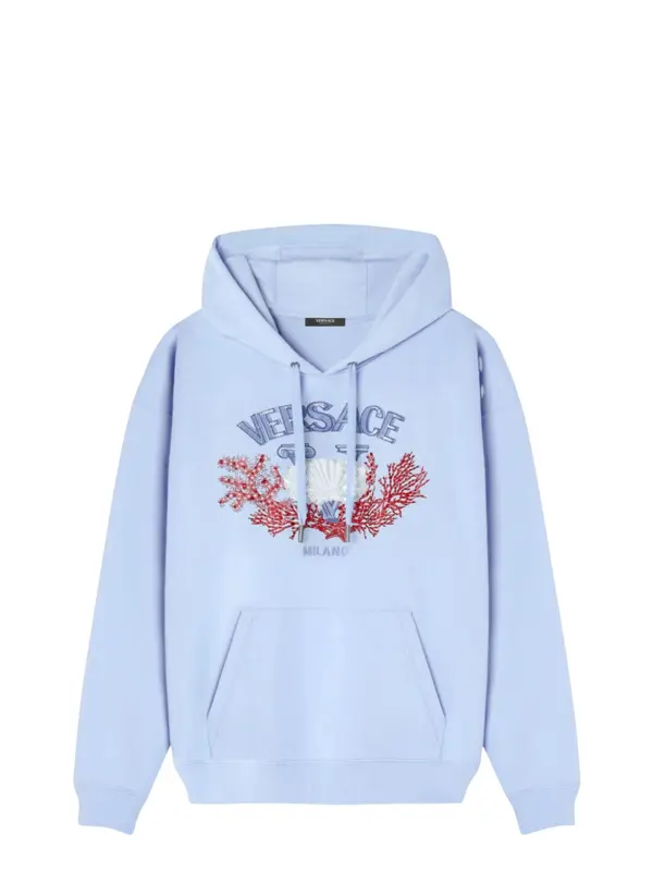 Versace Embroidered Hoodie - Blue