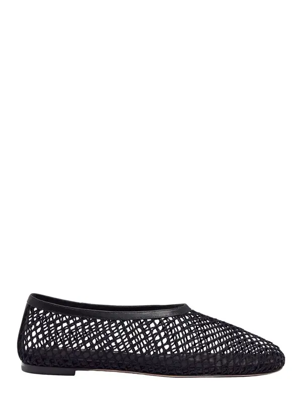 REFORMATION Britt Ballet Flat - Black Crochet