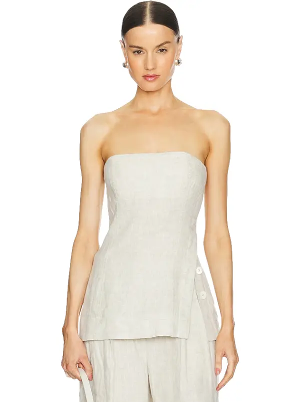 GRLFRND Linen Strapless Tunic Top - Natural Linen