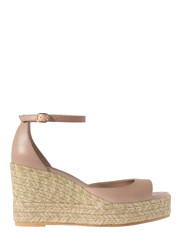 STUART WEITZMAN Nudistia Leather Espadrille Wedge Sandals - Neutrals