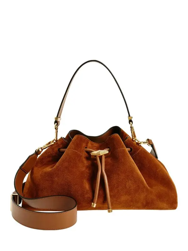 JIMMY CHOO Cinch Leather Bucket Bag - Tan