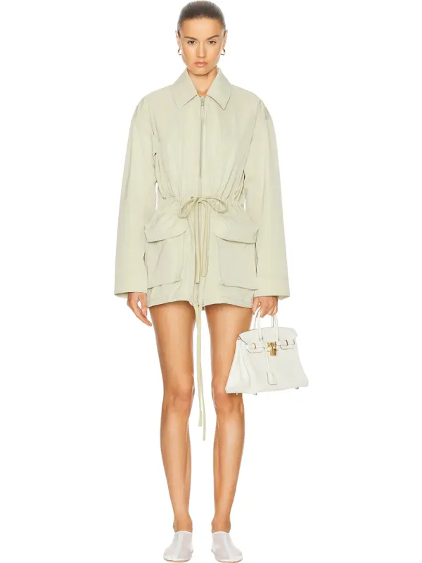 GRLFRND Tech Gabardine Parka Jacket - Light Olive