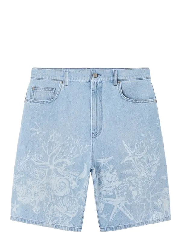 Versace Barocco Sea Denim Shorts - Blue