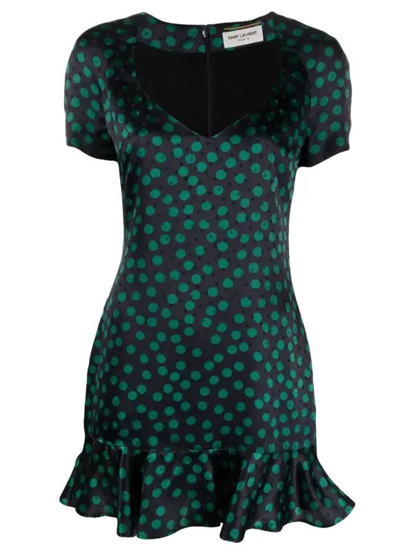 Saint Laurent Short-sleeve Mini Dress - Blue