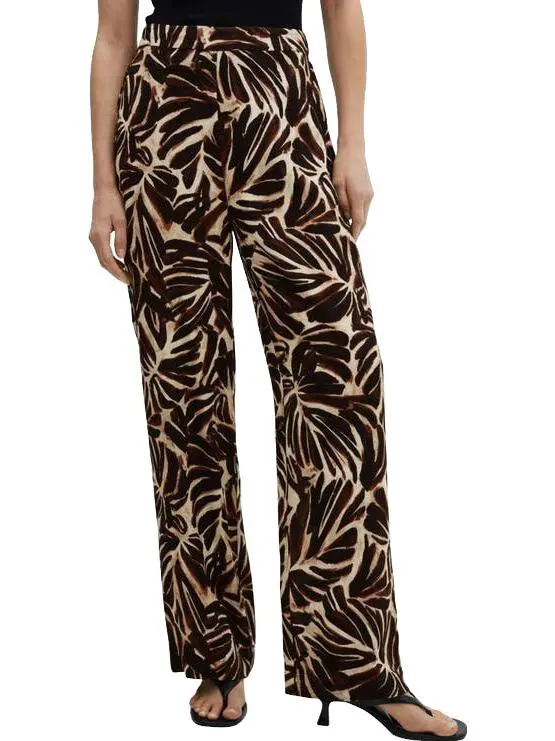 Mango Claudie Printed Straight Leg Pants - Light Beige