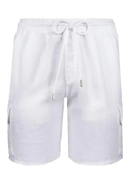 Vilebrequin Linen Bermuda Cargo Shorts - Blanc