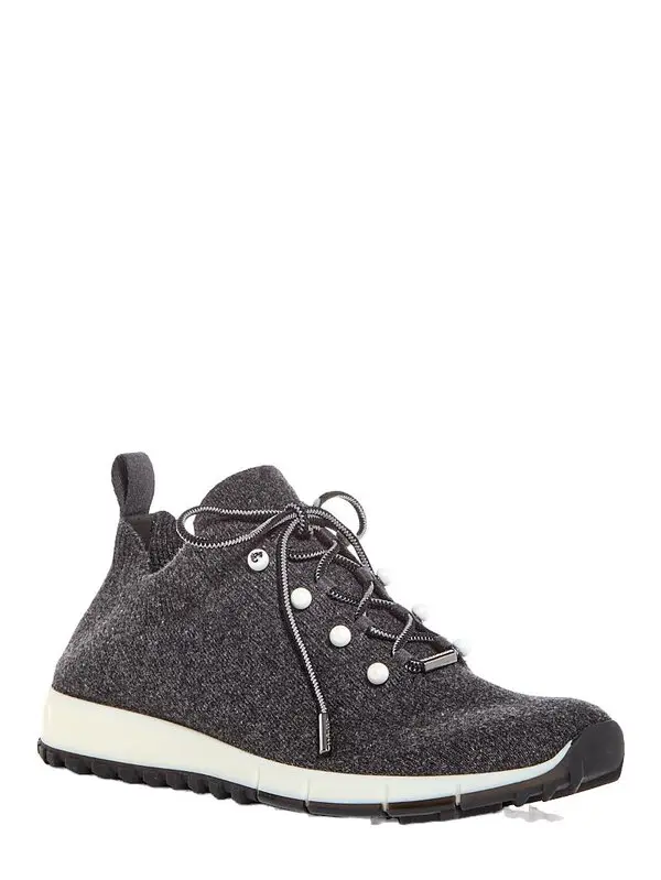JIMMY CHOO Veles Embellished Knit Sneakers - Black Mix
