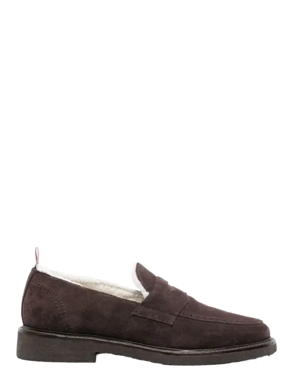 Thom Browne Shearling-lined Suede Loafers - Brown