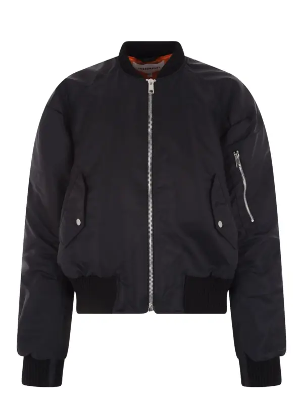 JORDANLUCA Mock-neck Zip-up Bomber Jacket - Black