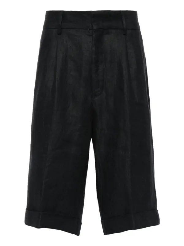 Peserico Pressed-crease Linen Shorts - Blue