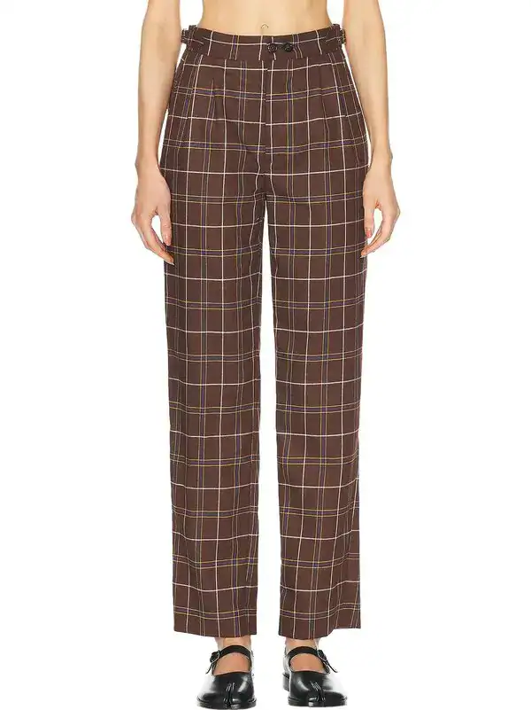 Women's Brown Plaid Pants | Editorialist