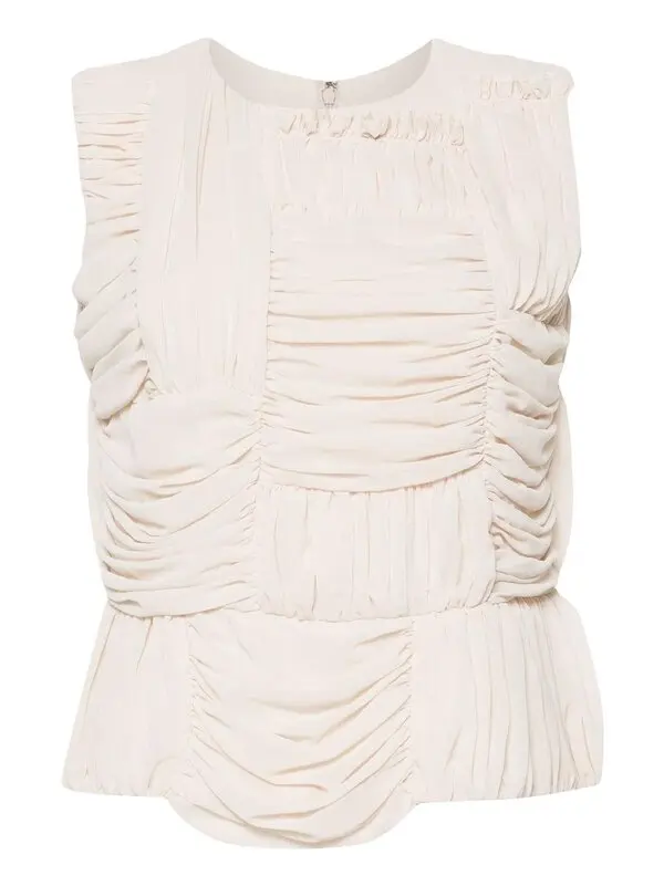 Comme Des Garçons Sleeveless Ruched Blouse - Neutrals