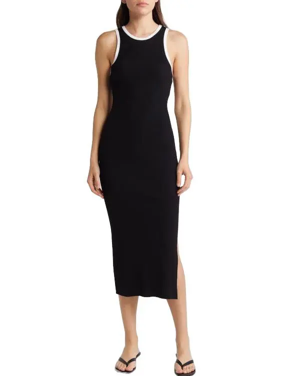 Rails Rue Contrast Trim Cutout Midi Sweater Dress - Black