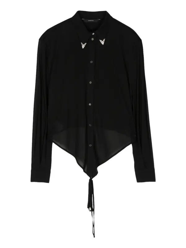 PUSHBUTTON Collar-detail Strap-detail Shirt - Black