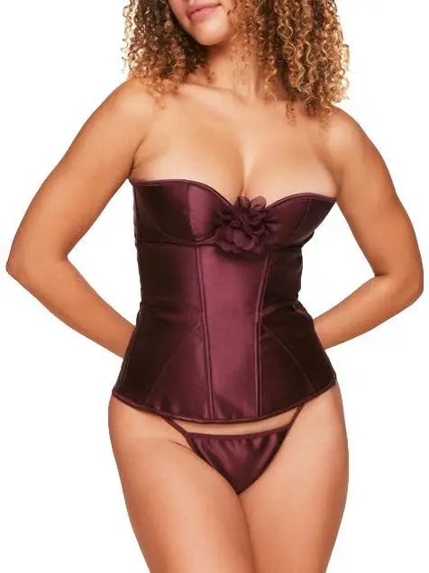 ADORE ME Laurin Satin Boned Corset - Dark Purple