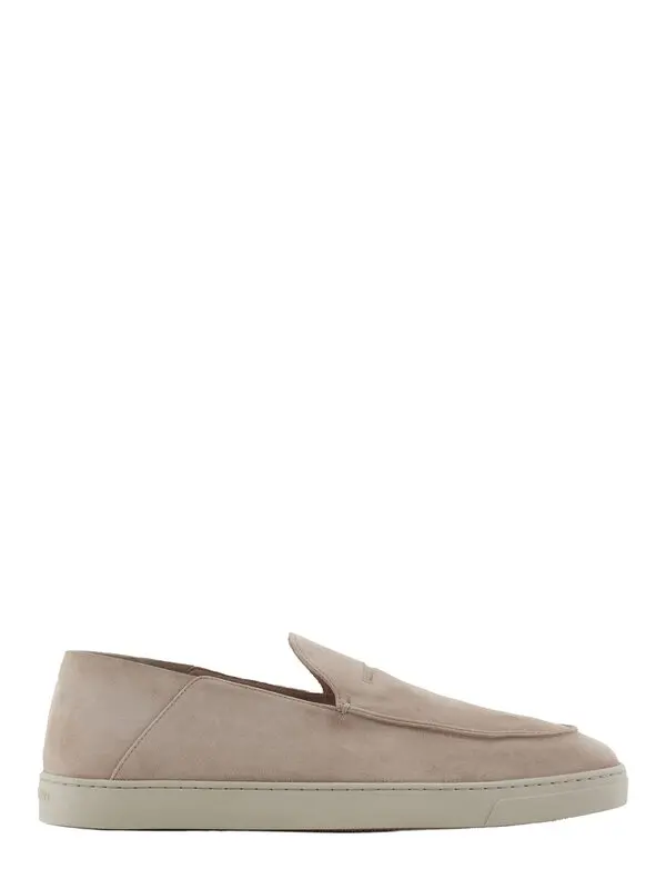 Giorgio Armani Suede Penny Loafer Slip-ons - Beige
