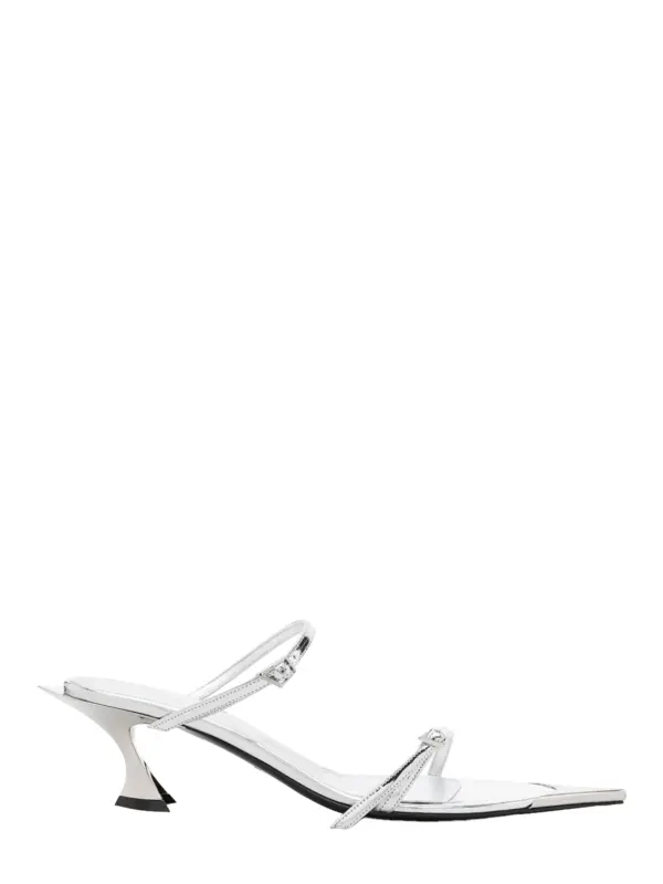 MUGLER Fang 50 Leather Mule Sandals - Silver