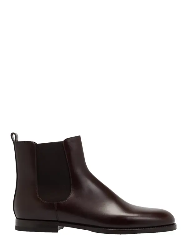 Manolo Blahnik Calfskin Leather Chelsea Booties - Dark Brown
