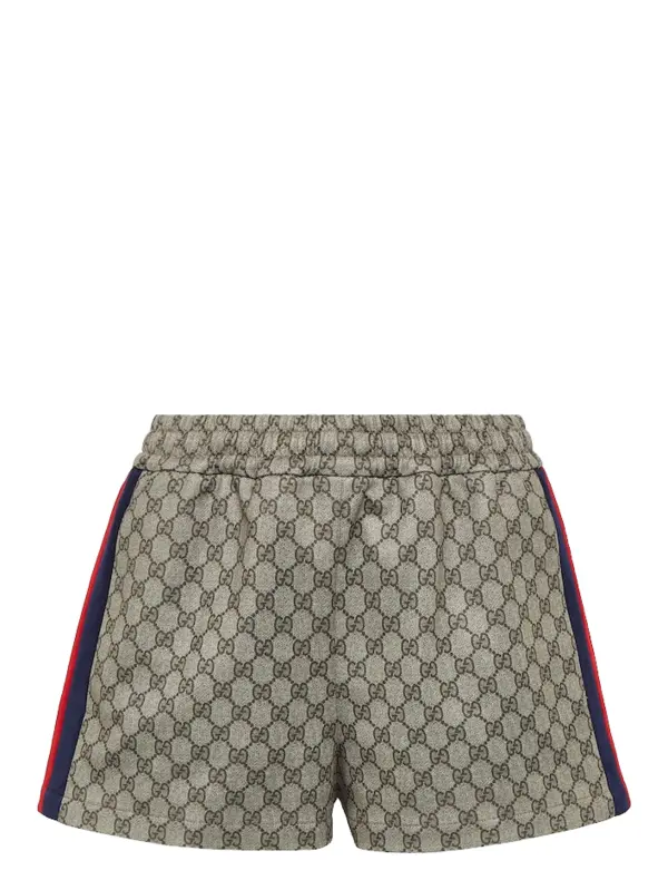 Gucci Web Stripe Gg Jersey Shorts - Brown
