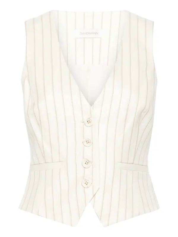 Zimmermann Pinstriped Herringbone Waistcoat - Neutrals