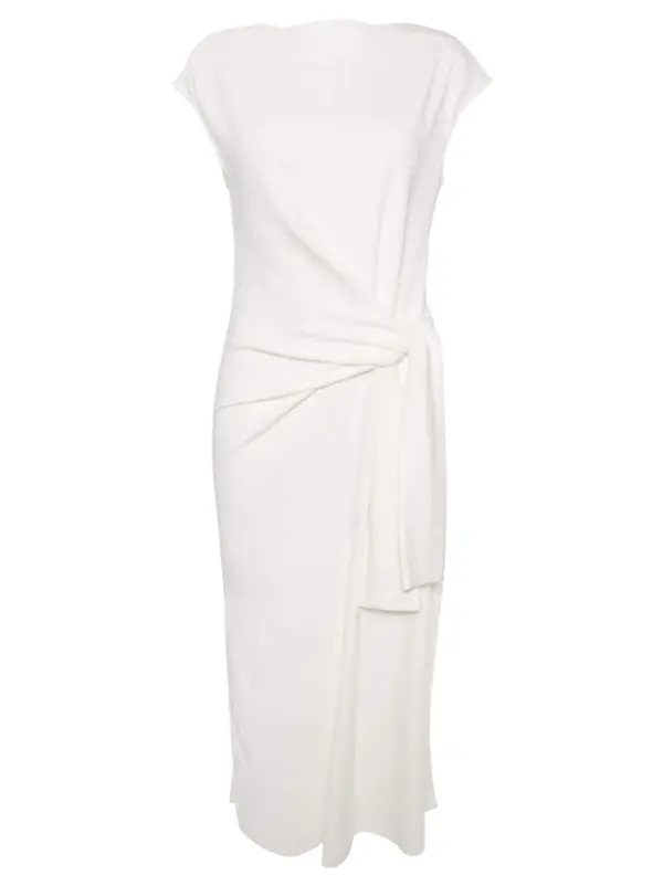 Goen.j Knot-detail Cotton-jersey Midi Dress - White