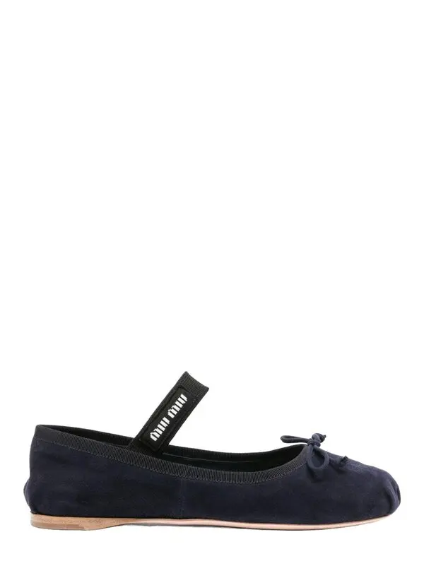 Miu Miu Bow-detail Ballerina Shoes - Blue