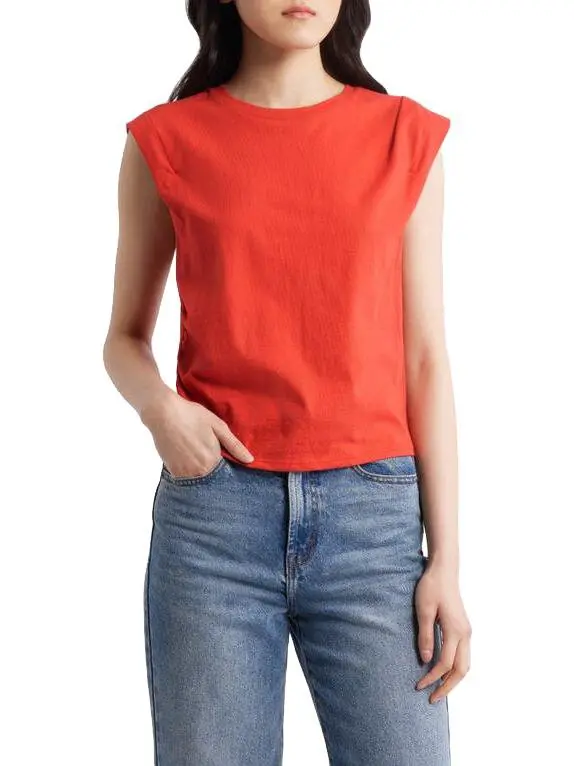 Rag & Bone Mica Gathered Muscle Tee - Red