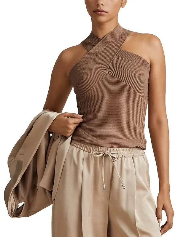 REISS Darla Cross Front Top - Neutral