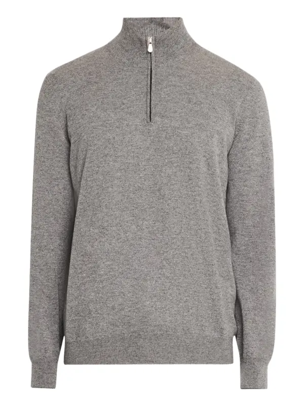 Brunello Cucinelli Fine-gauge Cashmere Quarter-zip Pullover - Dark Grey