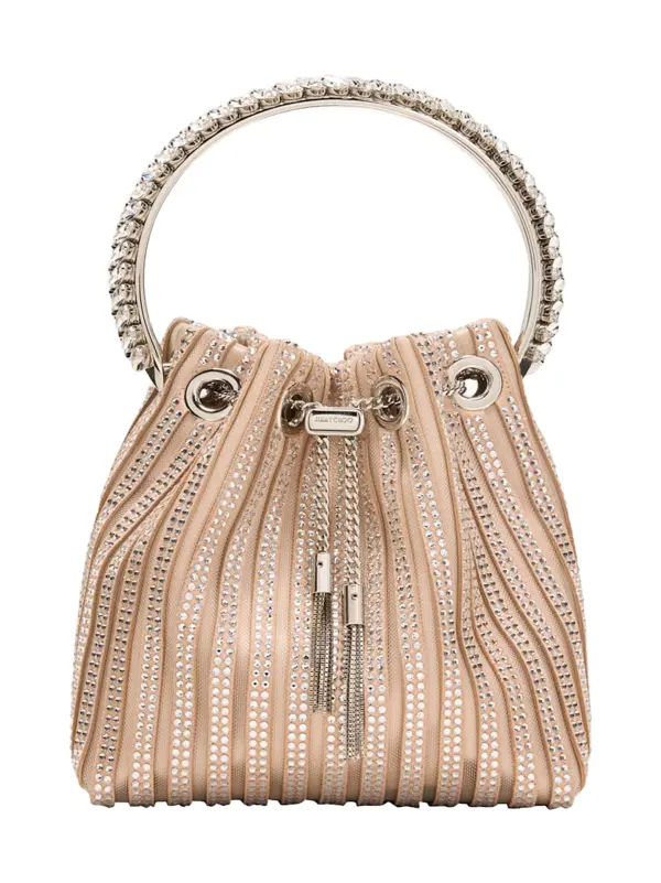 JIMMY CHOO Bon Bon Embellished Bucket Bag - Latte