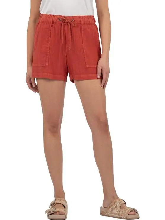 Kut From The Kloth Katana Drawstring Linen Blend Shorts - Clay