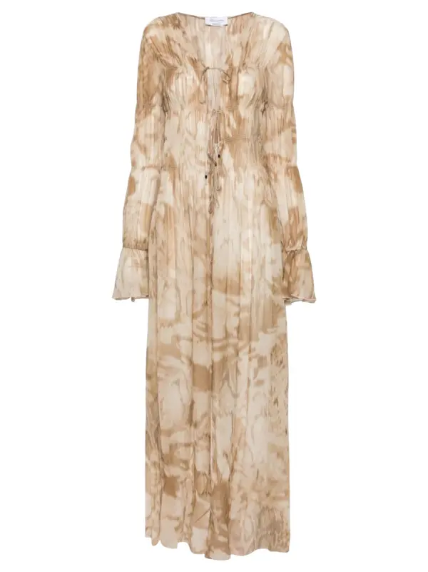 Blumarine Tie-dye Crepe Maxi Dress - Brown