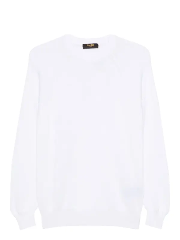MOORER Ribbed Crew-neck Jumper - White