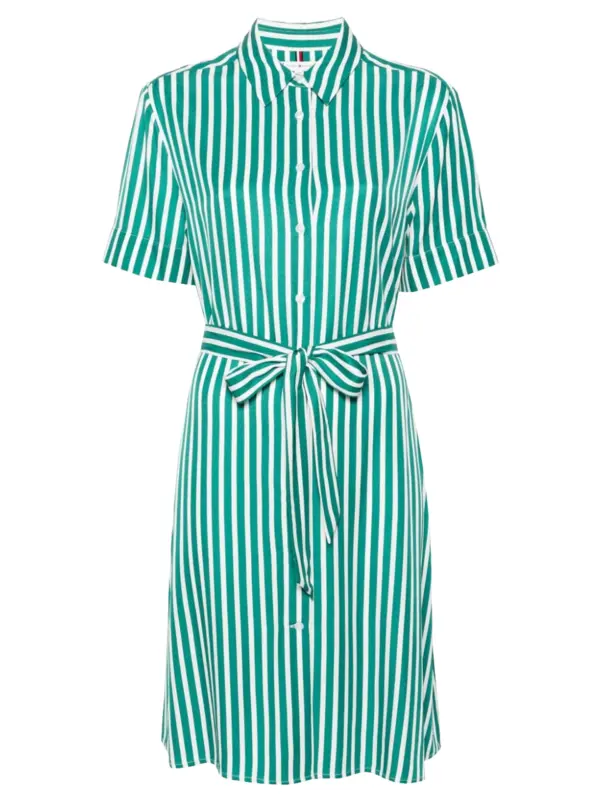Tommy Hilfiger Striped Midi Shirt Dress - Green