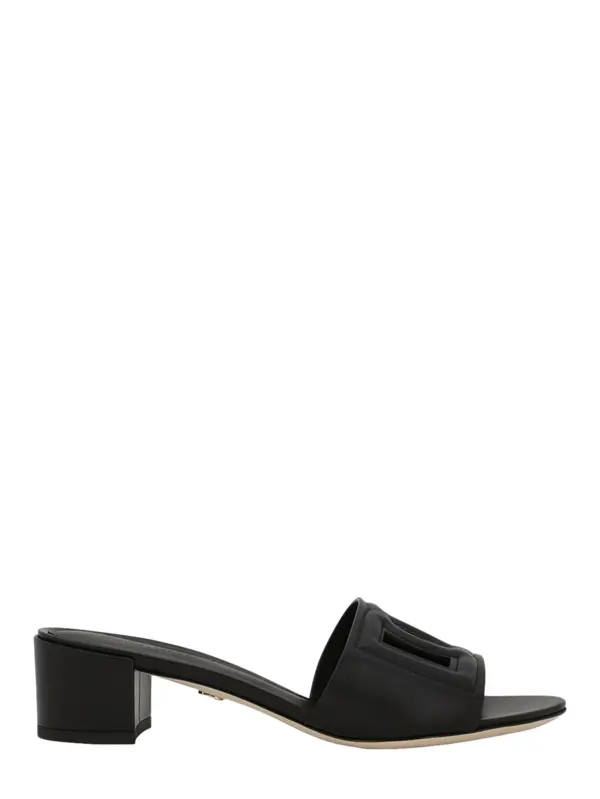 Dolce & Gabbana 40mm Dg Cutout Leather Slide - Black