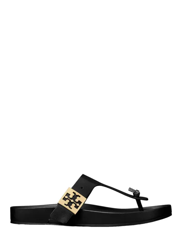 Tory Burch Mellow Leather Thong Sandals - Perfect Black / Perfect Black