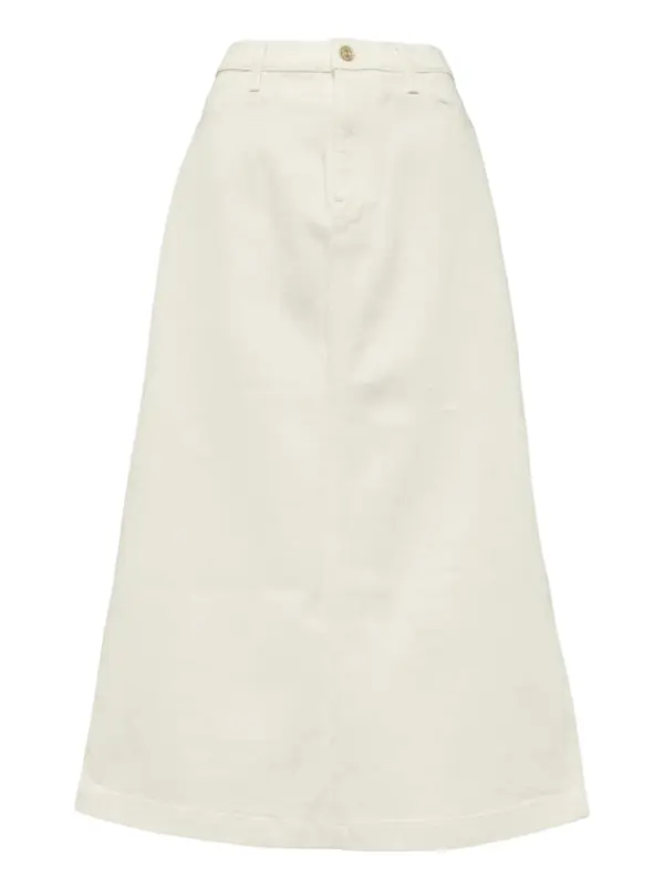 7 For All Mankind High-rise Denim Midi Skirt - White
