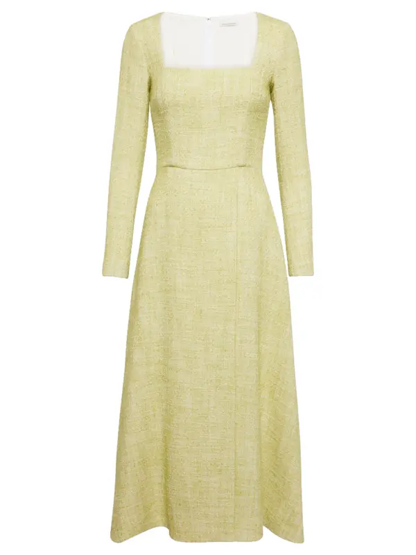 EMILIA WICKSTEAD Fara Cotton-blend Tweed Midi Dress - Green