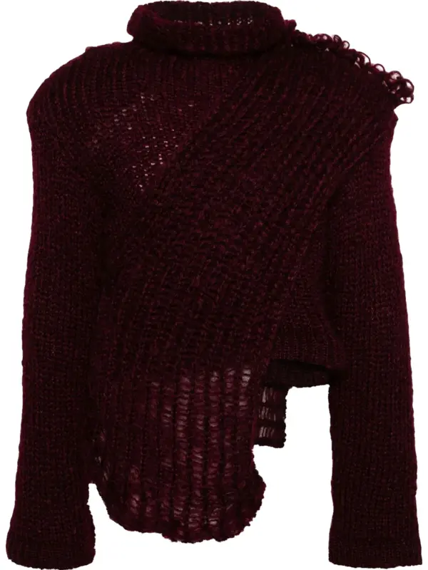 MLGA Chunky Knit Asymmetric Sweater - Red