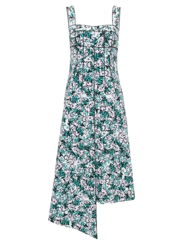 Huishan Zhang Floral-print Asymmetric Dress - Green