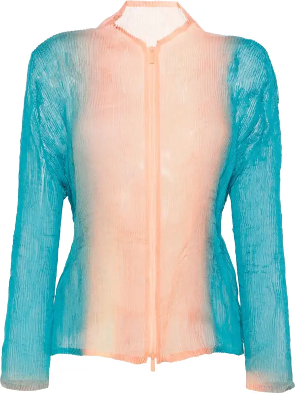 Issey Miyake Zip-up Pleated Top - Blue